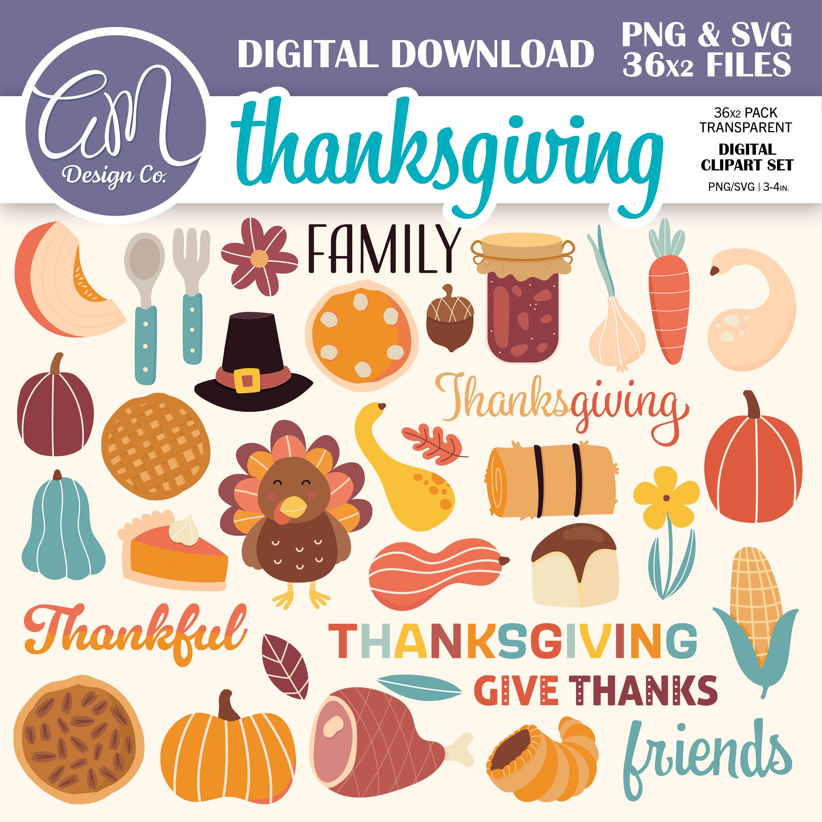 Thanksgiving Clipart Bundle, Fall or Autumn Clipart for Holiday ...