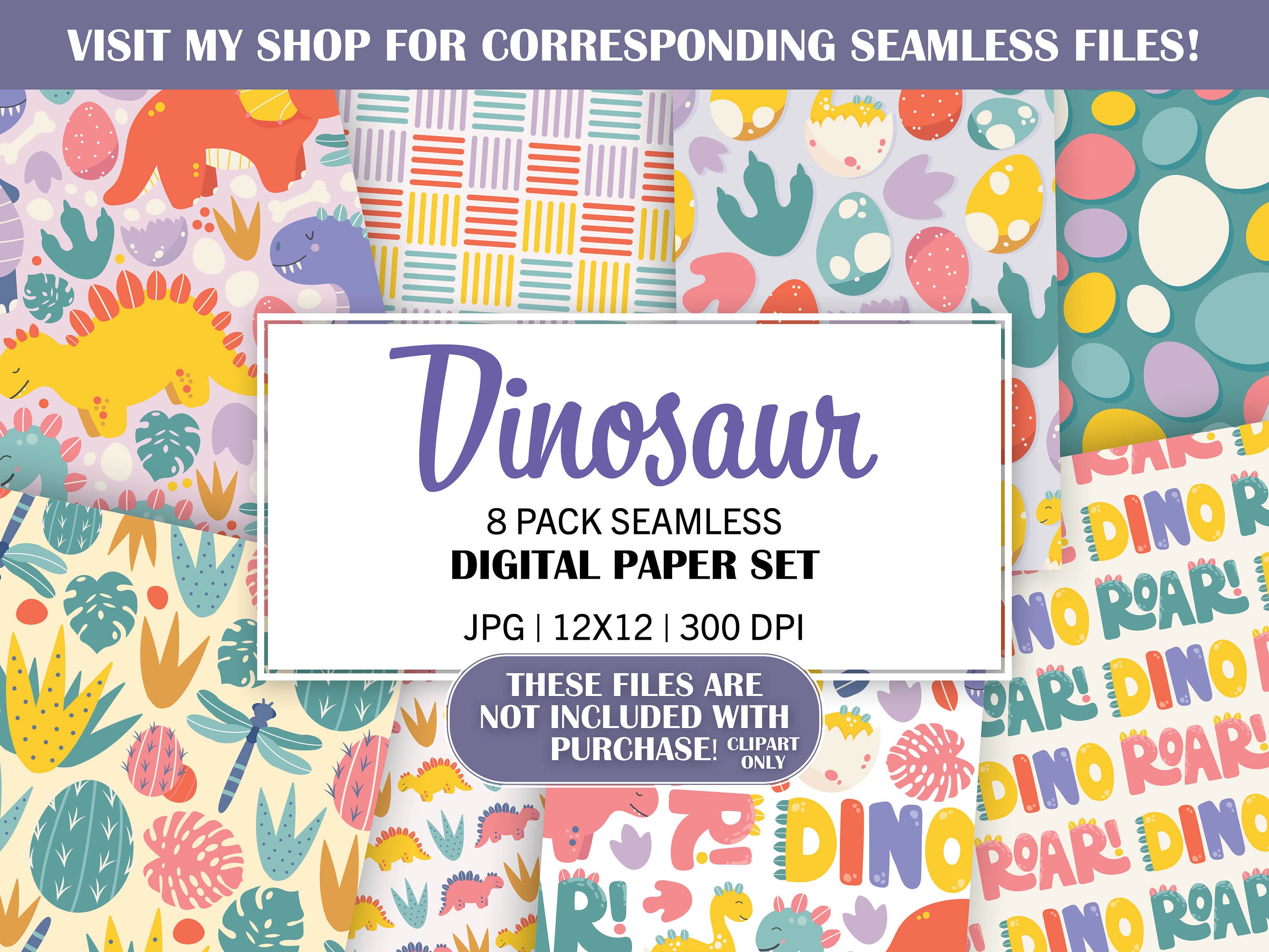 Dinosaur Clipart Bundle, Prehistoric Clipart for Party Invitation ...