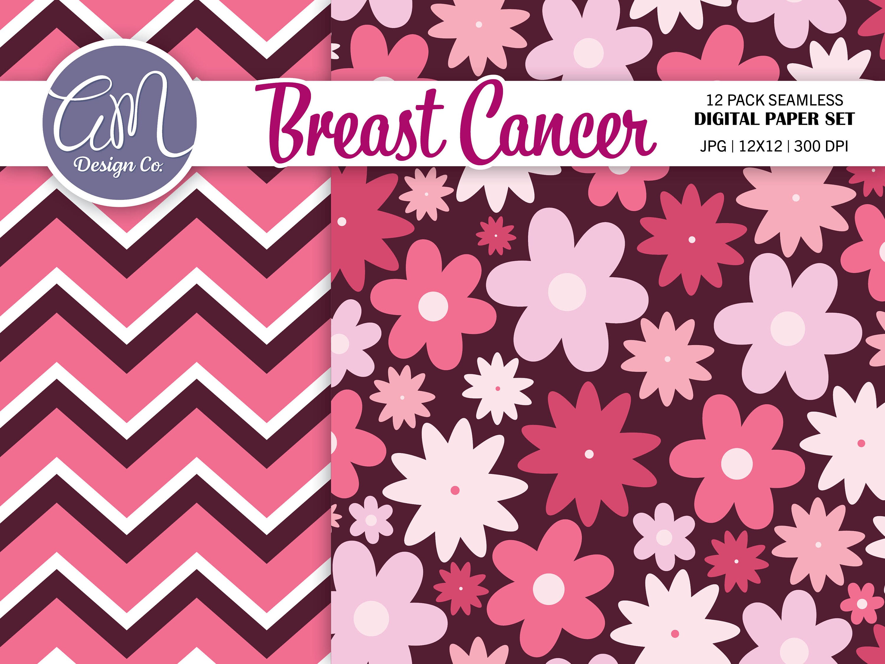Breast Cancer Awareness Digital Paper, Pink Cancer Ribbon Seamless ...