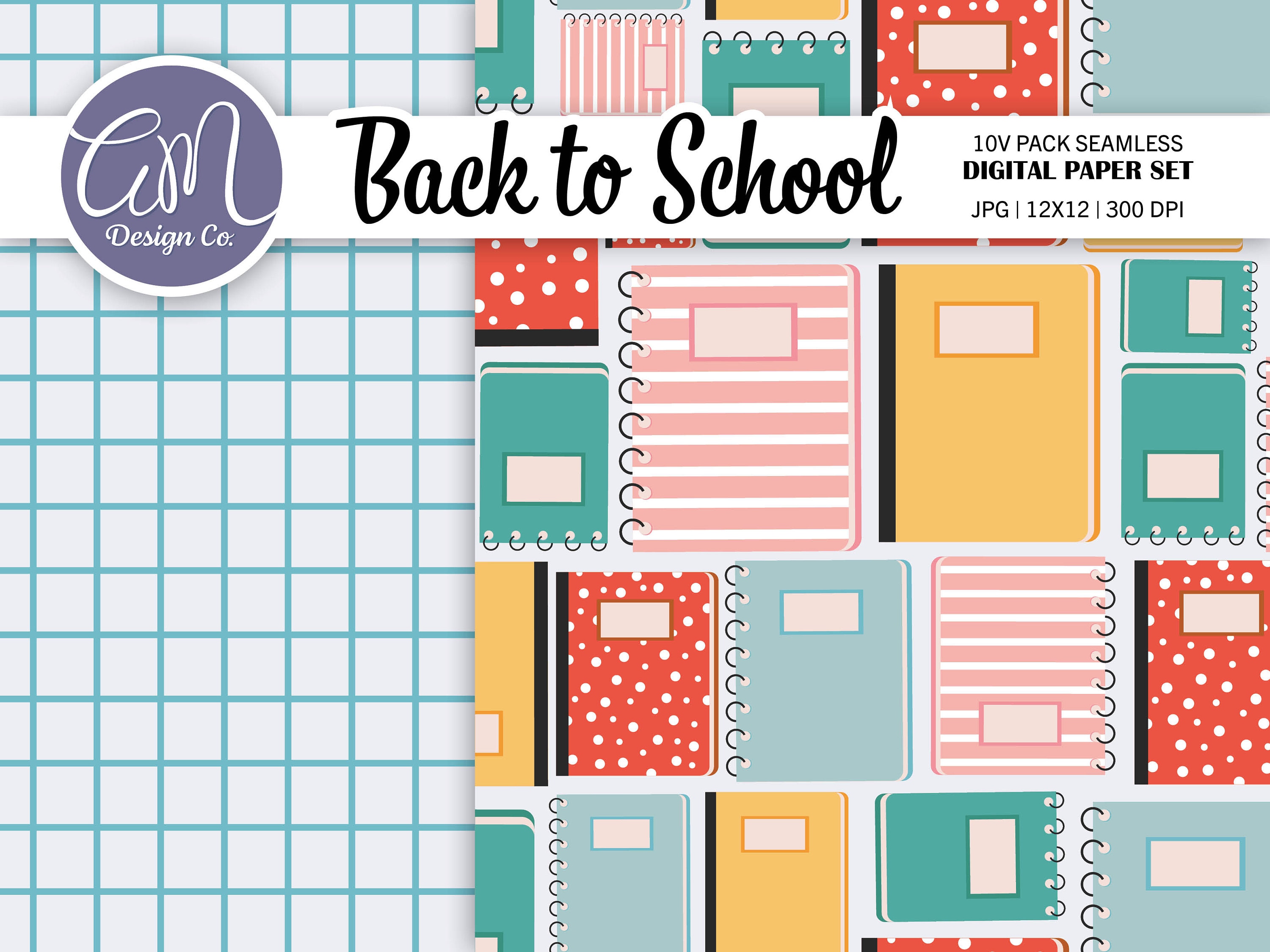 Back to School Digital Paper and Clipart Set, Teacher Clipart ...