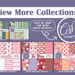 Coquette Valentine Digital Paper, Cherry and Strawberry Seamless ...