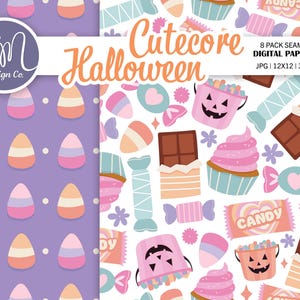 Cutecore Halloween Digital Paper and Clipart Set, Pastel Spooky ...