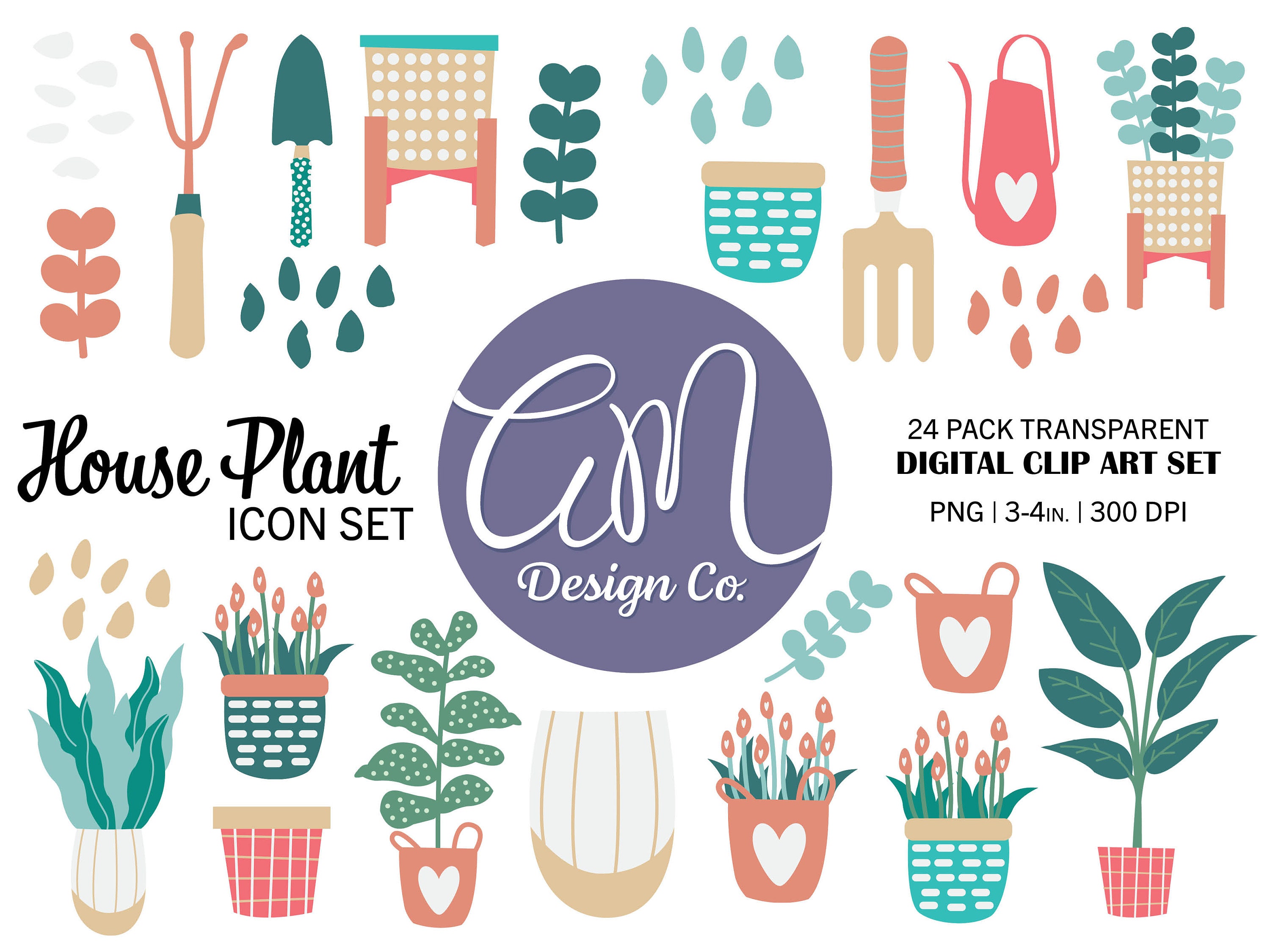 Plant Clipart Set, House Plant Clipart, Plant Digital Stickers ...