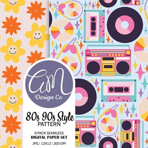 80s 90s Digital Paper, Y2K Aesthetic Clipart Set, 90s Party Invitation ...