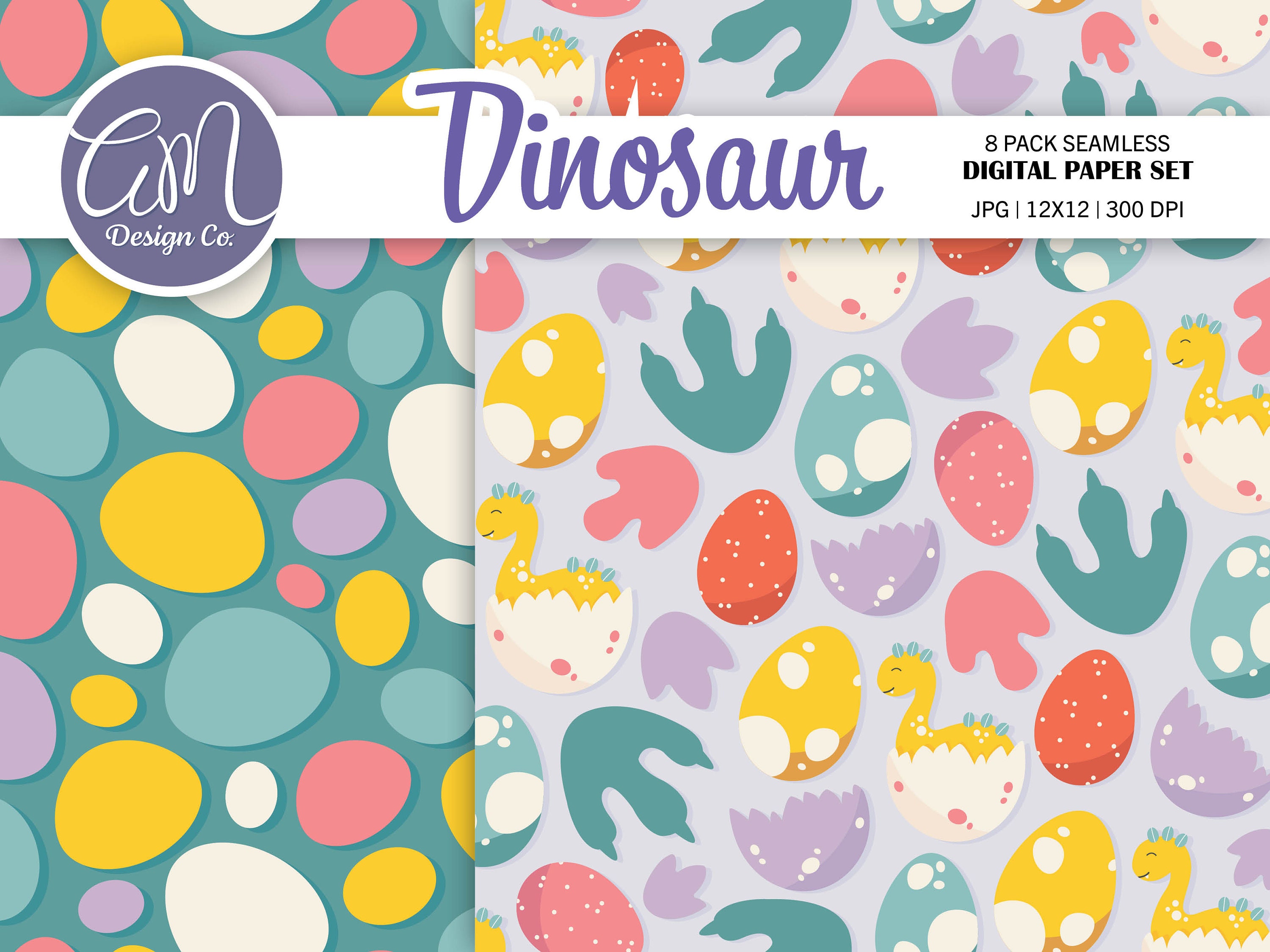 Dinosaur Digital Paper, Prehistoric Seamless Pattern, Spinosaurus ...