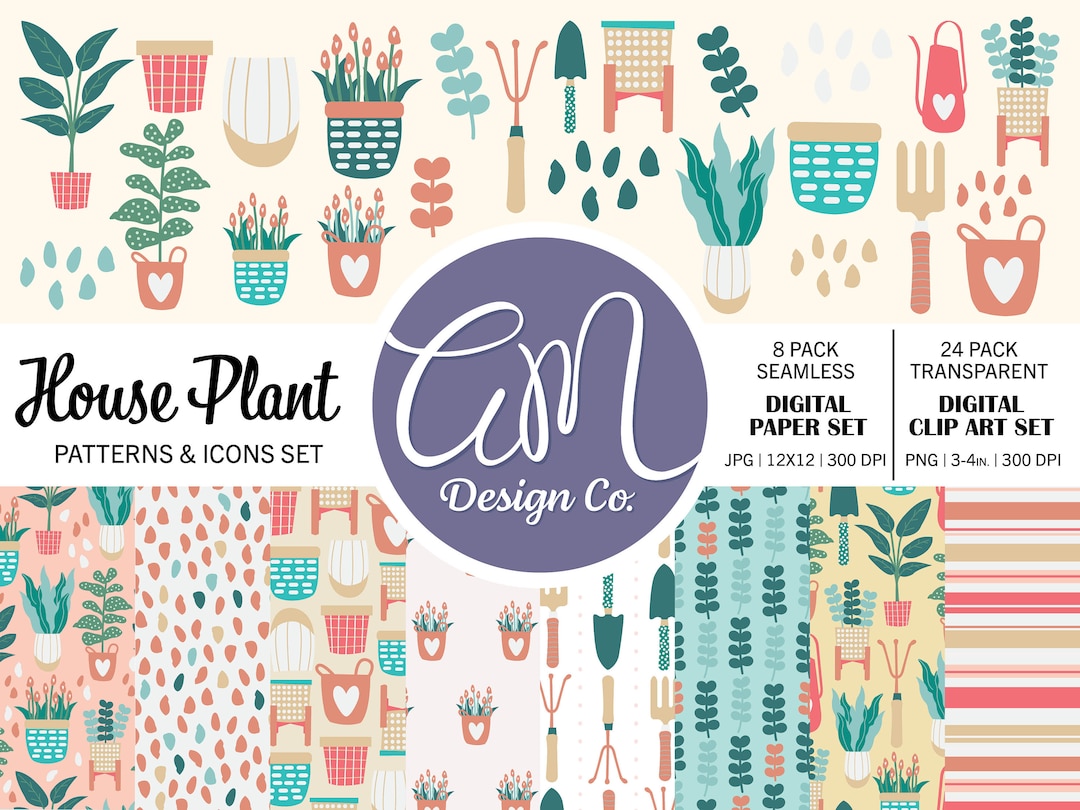 Plant Digital Paper House Plant Clipart Plant Background - Etsy