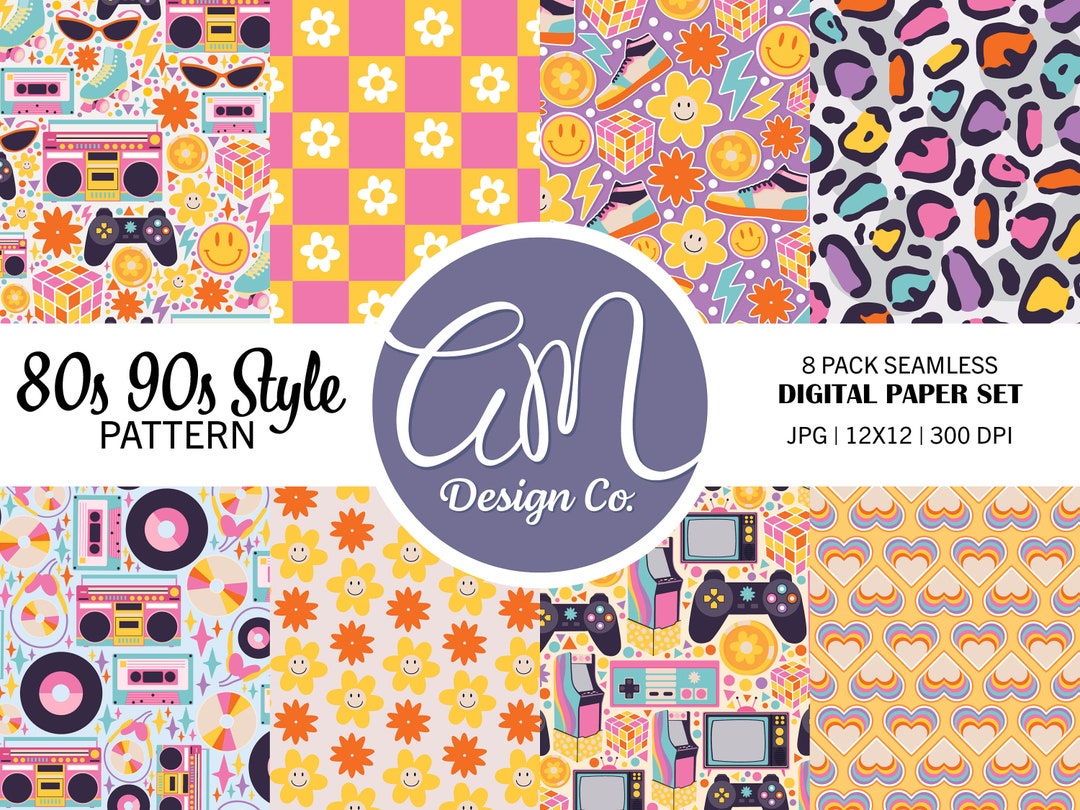 80s 90s Digital Paper Y2K Aesthetic Seamless Pattern 90s - Etsy