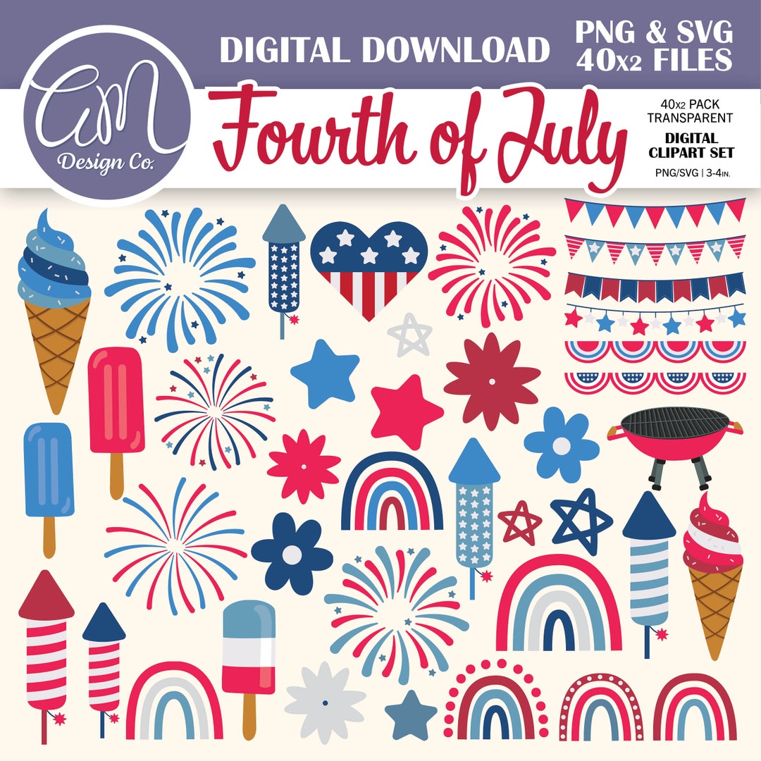 Fourth of July Clipart Bundle, Patriotic Clipart for Independence Day ...