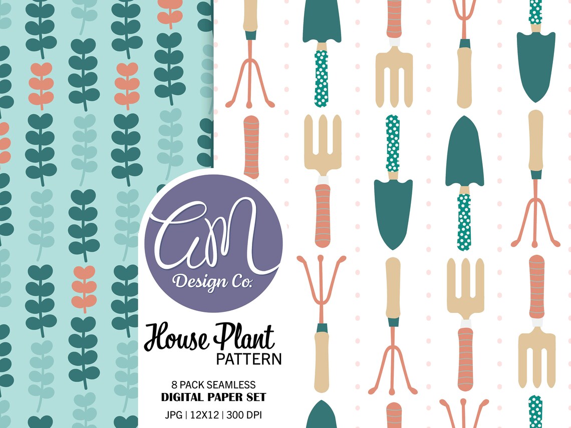 Plant Digital Paper House Plant Clipart Plant Background - Etsy