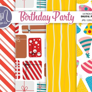 Birthday Party Digital Paper, Celebration Seamless Pattern for ...