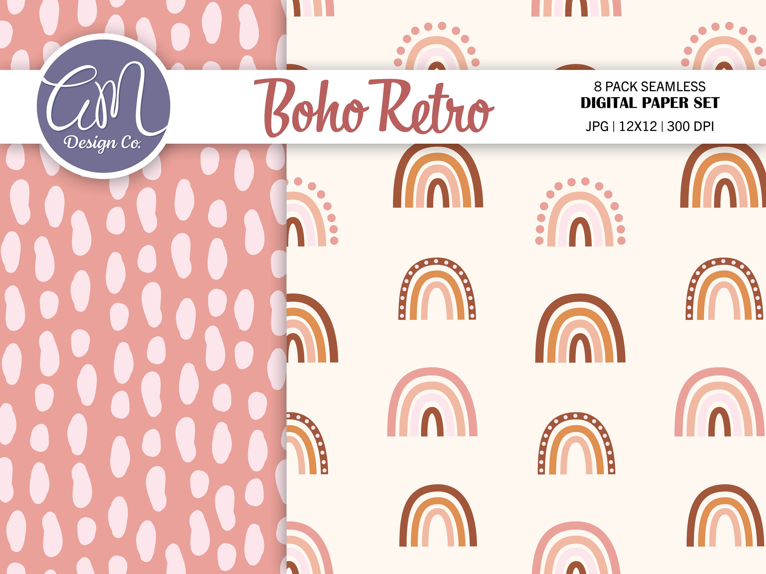 Boho Digital Paper Groovy Retro Seamless Pattern Summer - Etsy