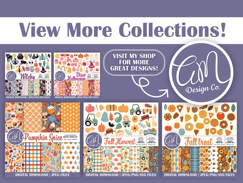 Pumpkin Spice Digital Paper and Clipart Set, Autumn Seamless Pattern ...