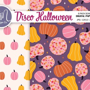 Disco Halloween Digital Paper and Clipart Set, Spooky and Groovy ...
