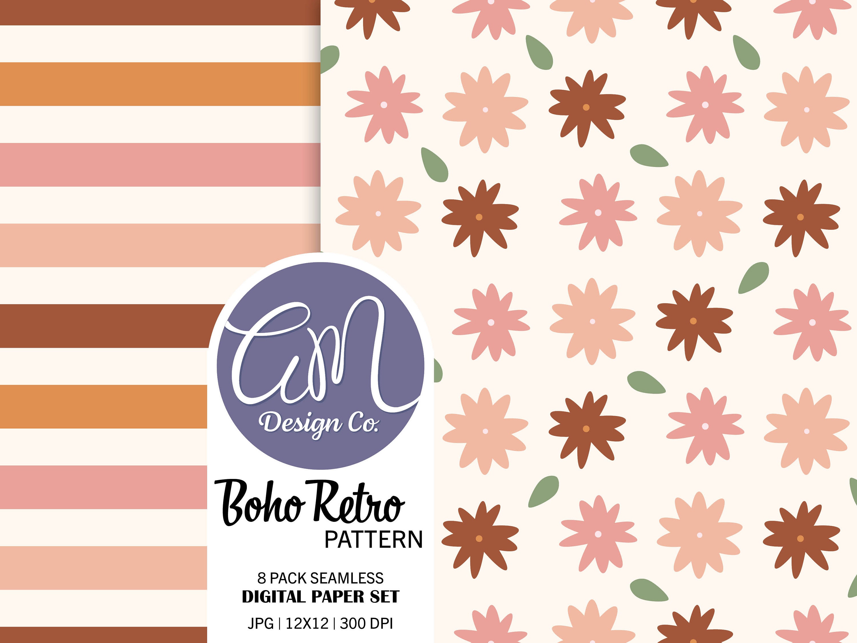Boho Digital Paper Groovy Retro Seamless Pattern Summer - Etsy