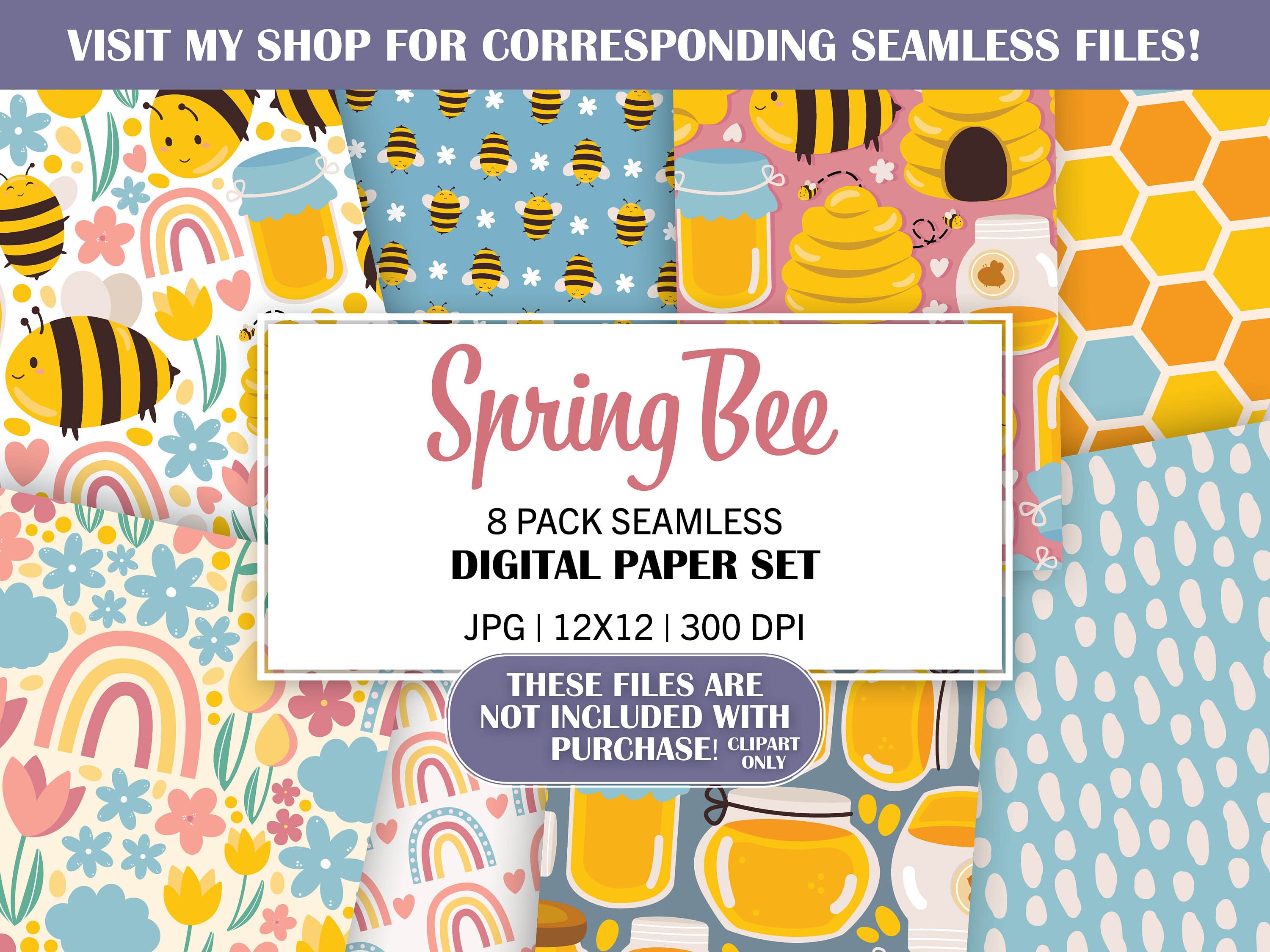 Honey Bee Clipart Bundle, Spring Clipart for First Bee Day, Bumble Bee ...