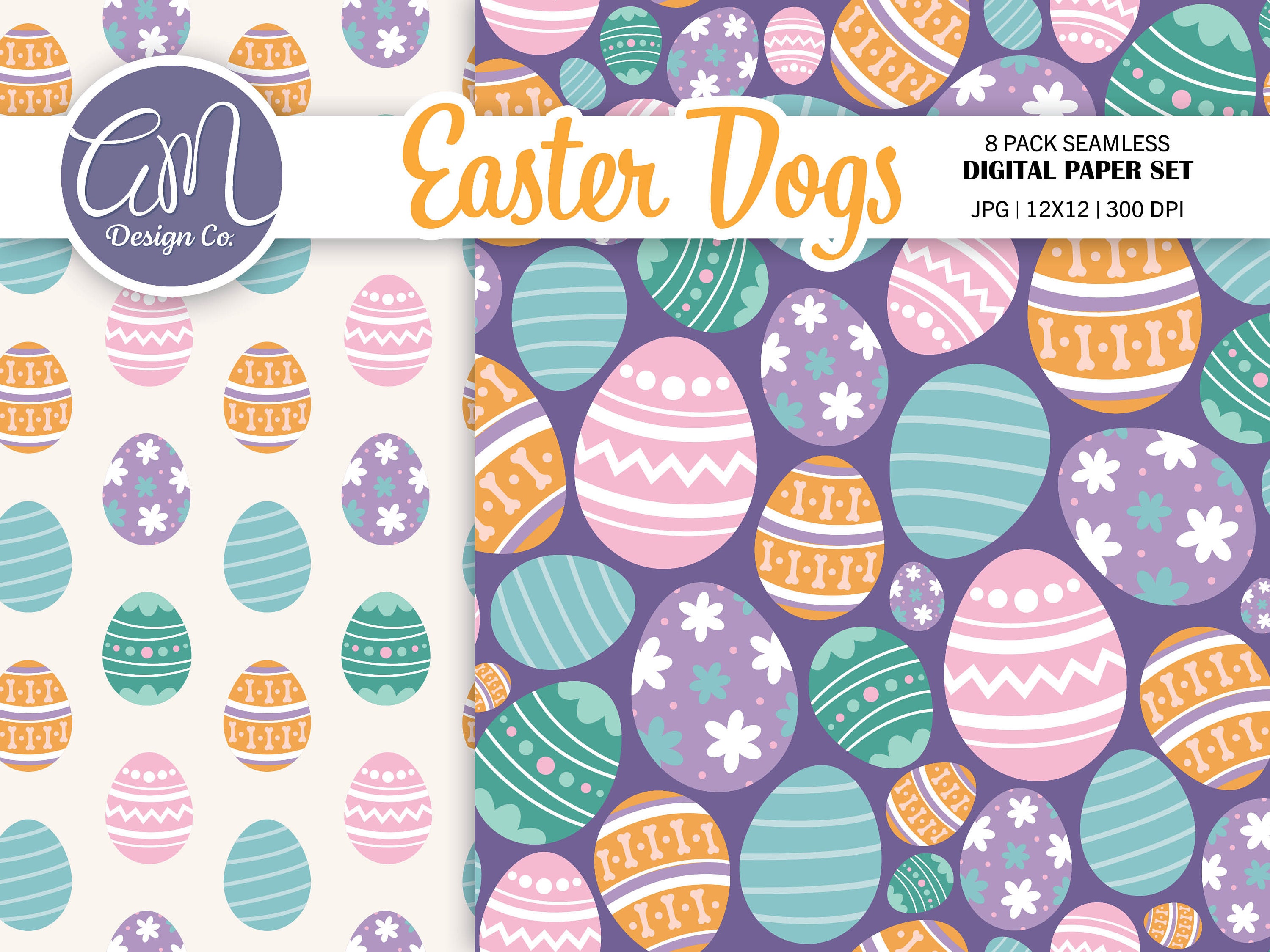 Easter Dog Digital Paper and Clipart Set, Golden Doodle Spring Seamless ...