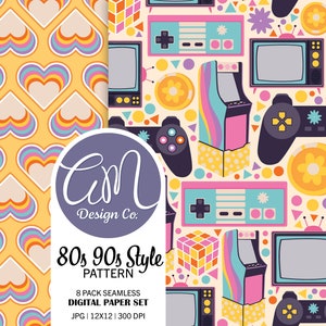 80s 90s Digital Paper, Y2K Aesthetic Clipart Set, 90s Party Invitation ...