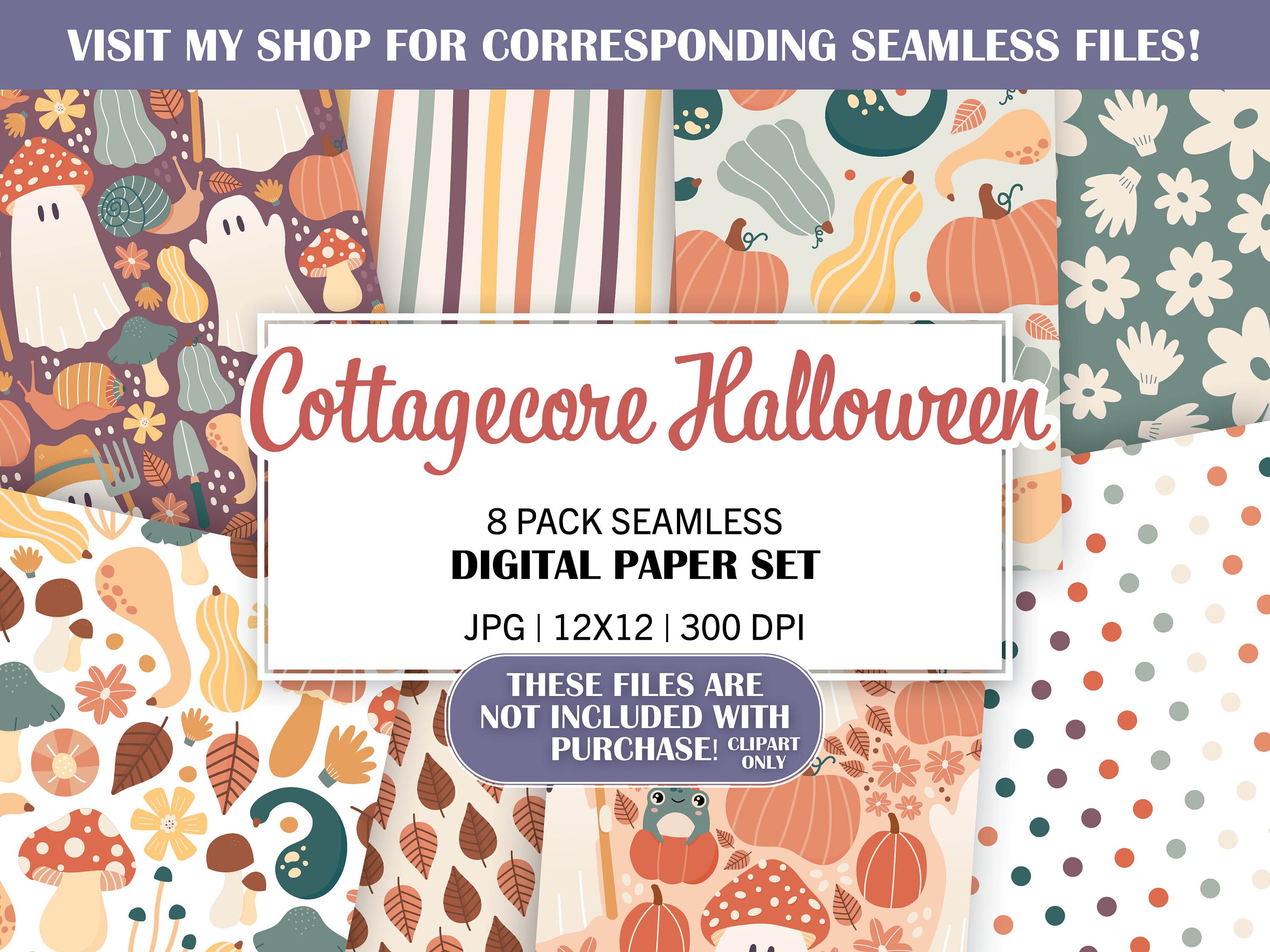 Cottagecore Halloween Clipart Bundle, Fall and Autumn Ghost, Pumpkins ...