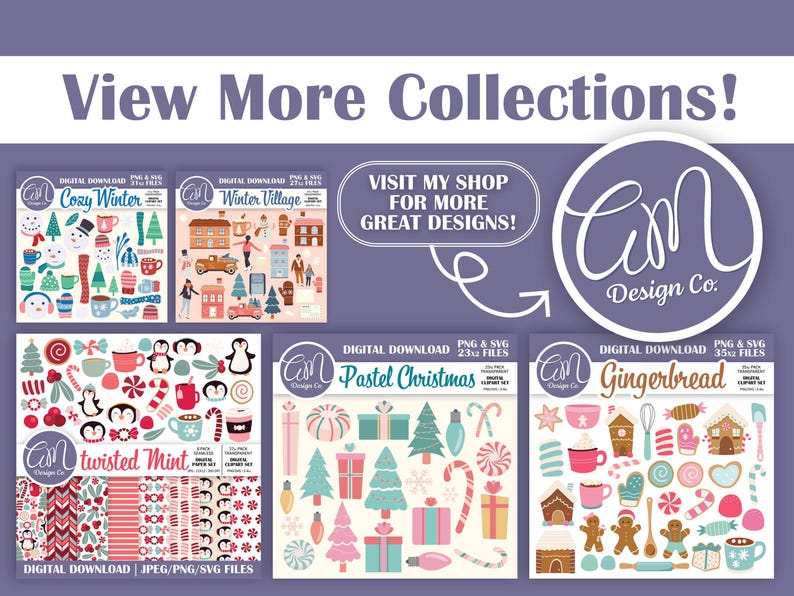 Peppermint Christmas Clipart Bundle, Winter Penguin Clipart for Holiday ...