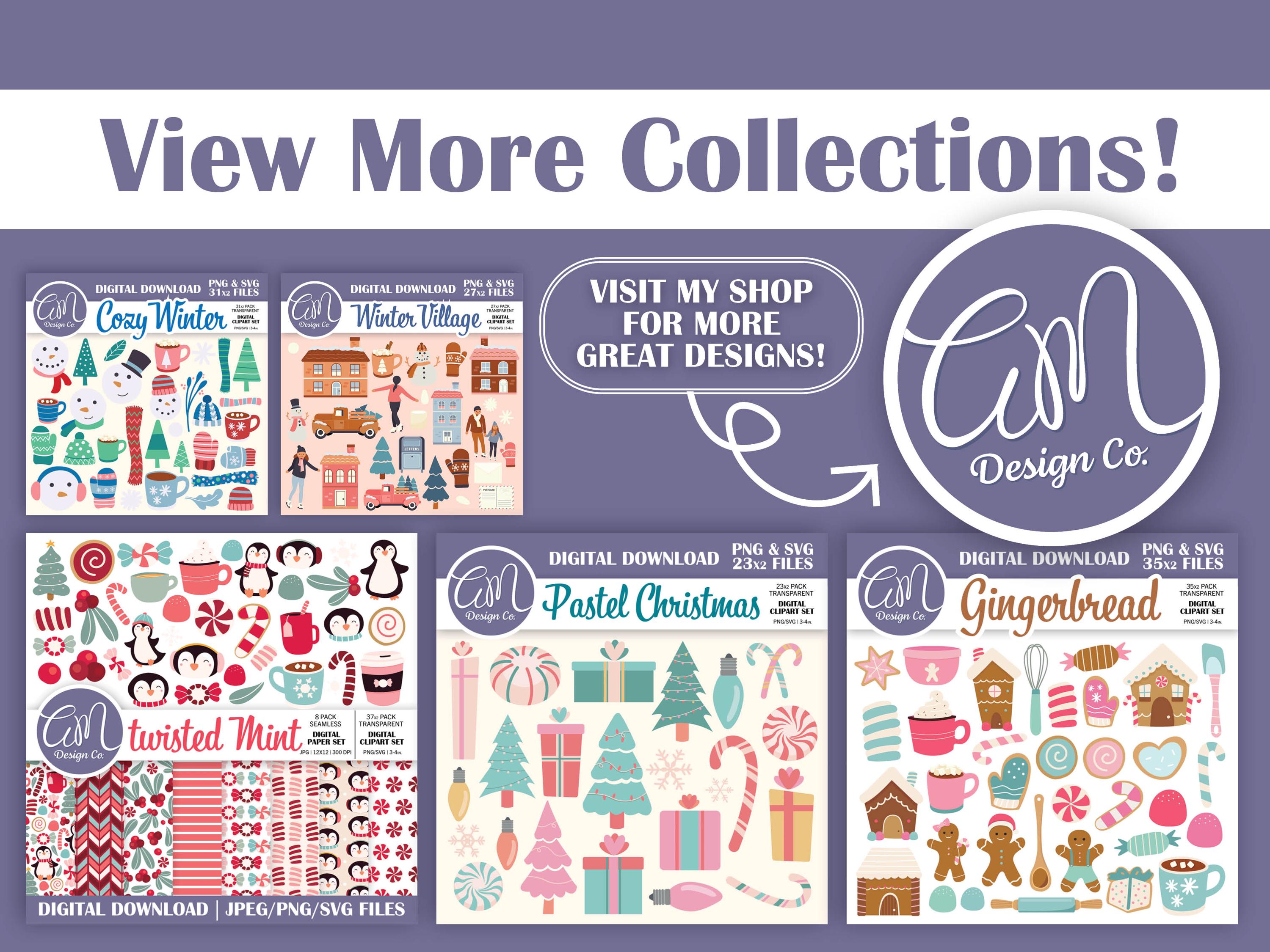 Peppermint Christmas Clipart Bundle, Winter Penguin Clipart for Holiday ...
