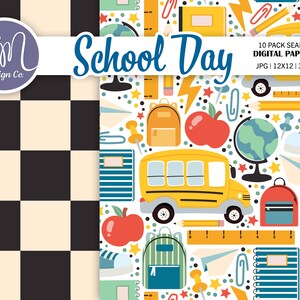 Back to School Digital Paper and Clipart Set, Teacher Clipart ...