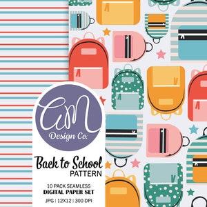 Back to School Digital Paper, Teacher Clipart, Classroom Decor Seamless ...