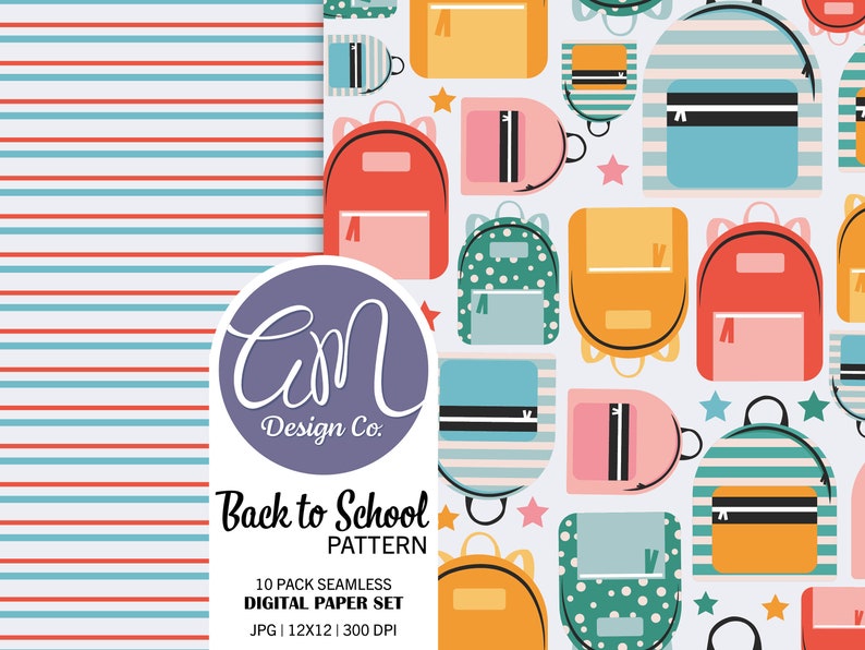 Back to School Digital Paper, Teacher Clipart, Classroom Decor Seamless ...