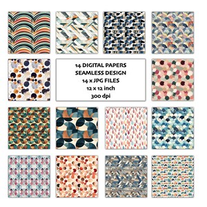 MODERN PATTERNS Digital Paper, SEAMLESS Paper, 14 Designs, 12x12in, 300 Dpi, Commercial Use ...