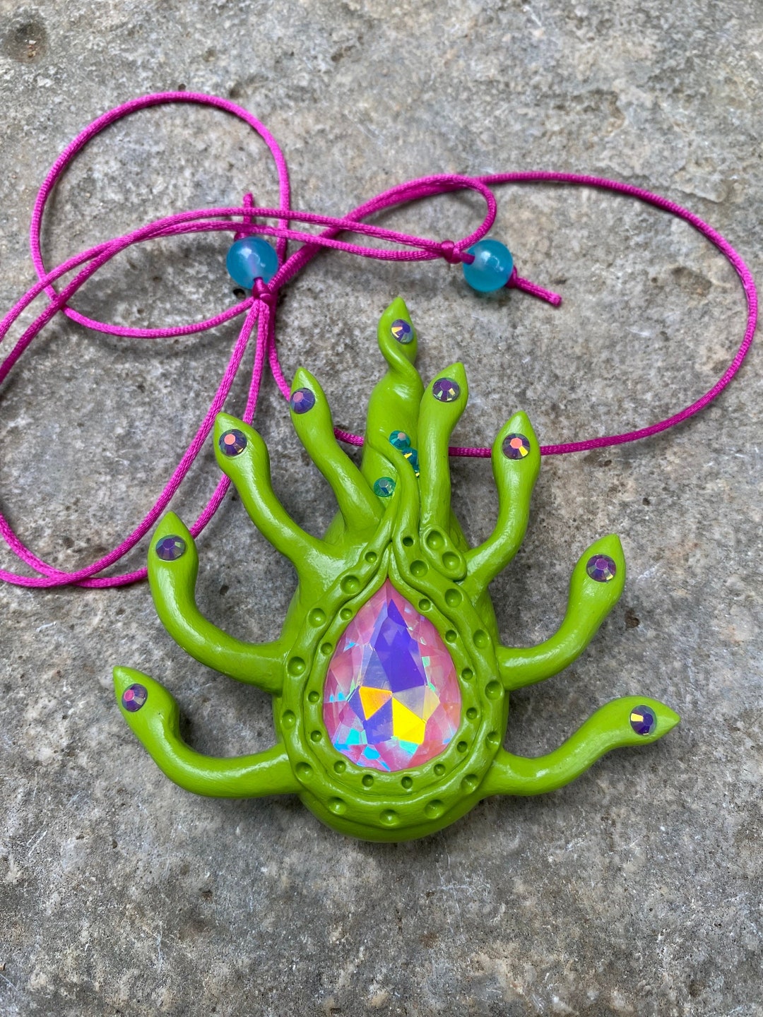 Magical Amulet ~ Green & Pink - Etsy