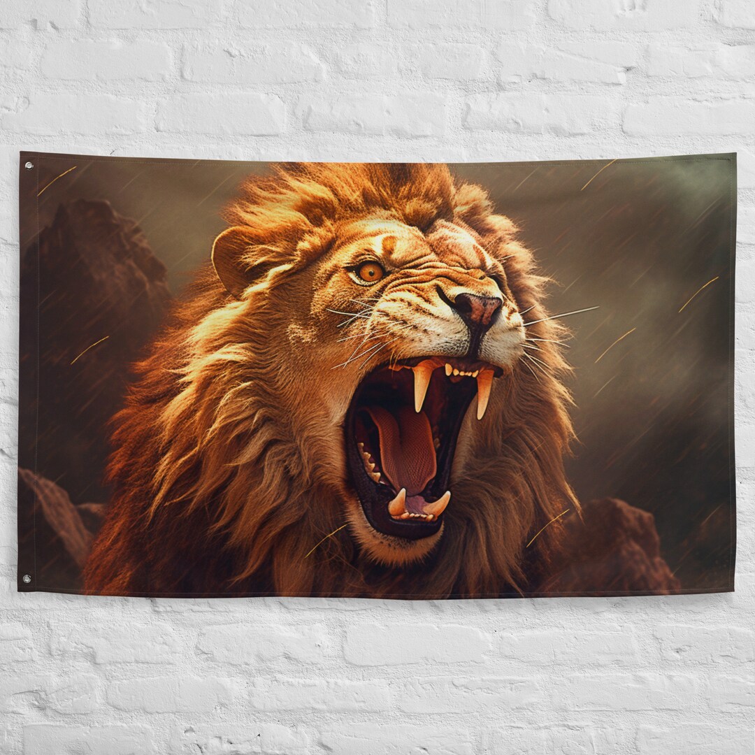 Roaring Lion Flag Lion King Animal Flag Wilderness Adventure Decor Flag ...