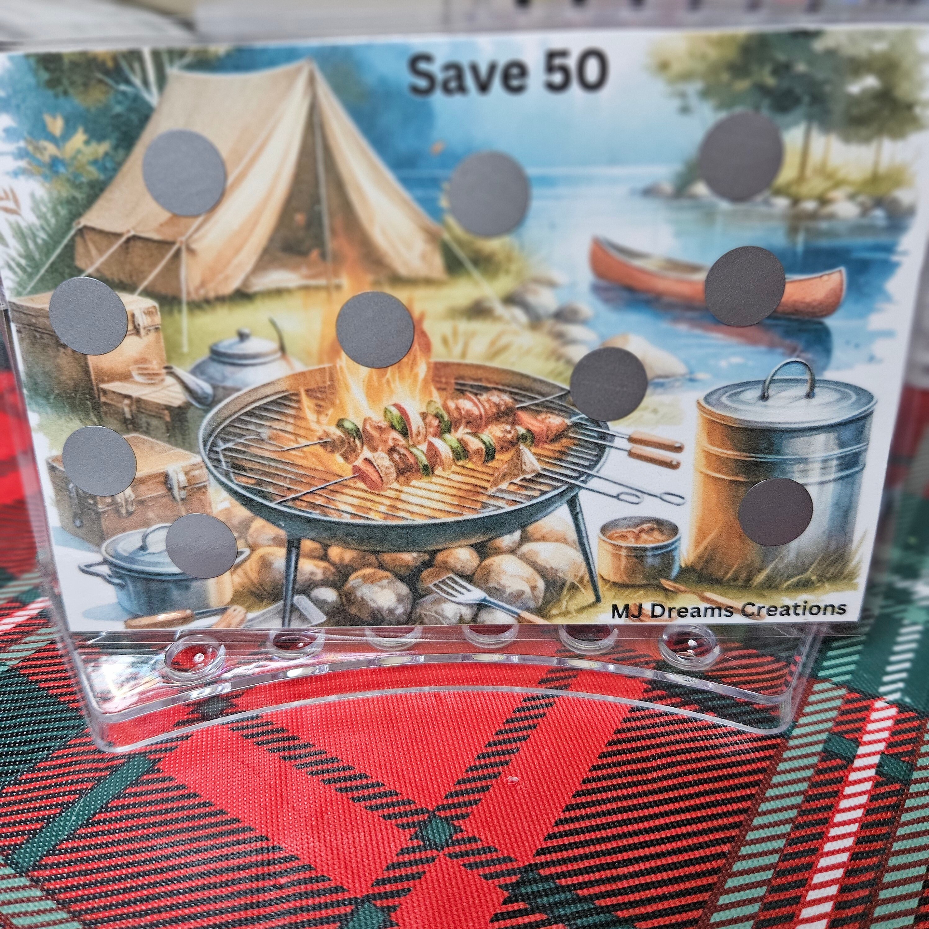 Camping Scratch-off Saving Challenge 4x6 Laminated Reusable Cardstock ...