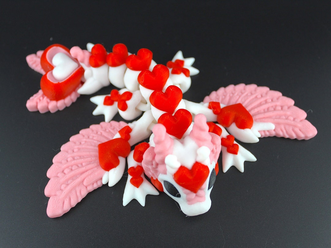 3D Printed Articulated Heart Dragon: Poseable Fidget Desk Toy - Etsy