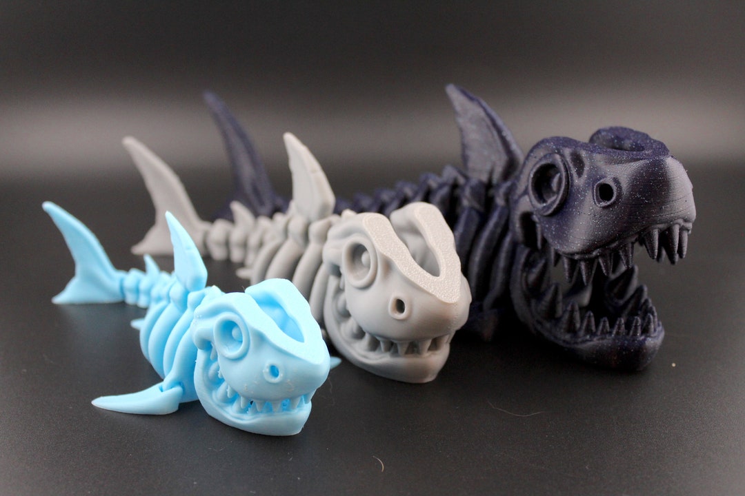 Articulated Flexible Shark, Flexi Factory Authorized Reseller, 3D Printed Skeleton Shark, Fidget ...