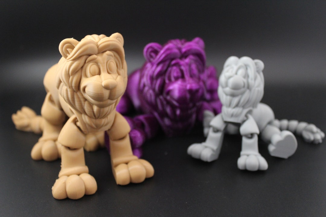 3D Printed Articulated Flexible Lion, Printverse Authorized Reseller, Fidget and Stress Desk Toy ...