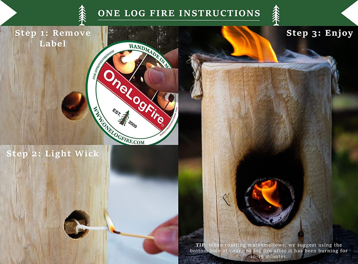Original Onelogfire 2-pack Fire Log Set, Campfire Log, Mini Firewood ...