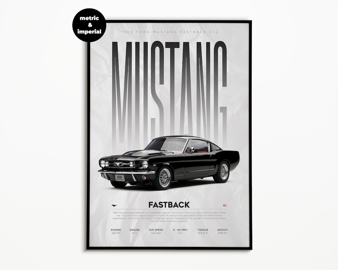 1965 Ford Mustang Poster Digital Download Hyper Car Poster Super Car ...