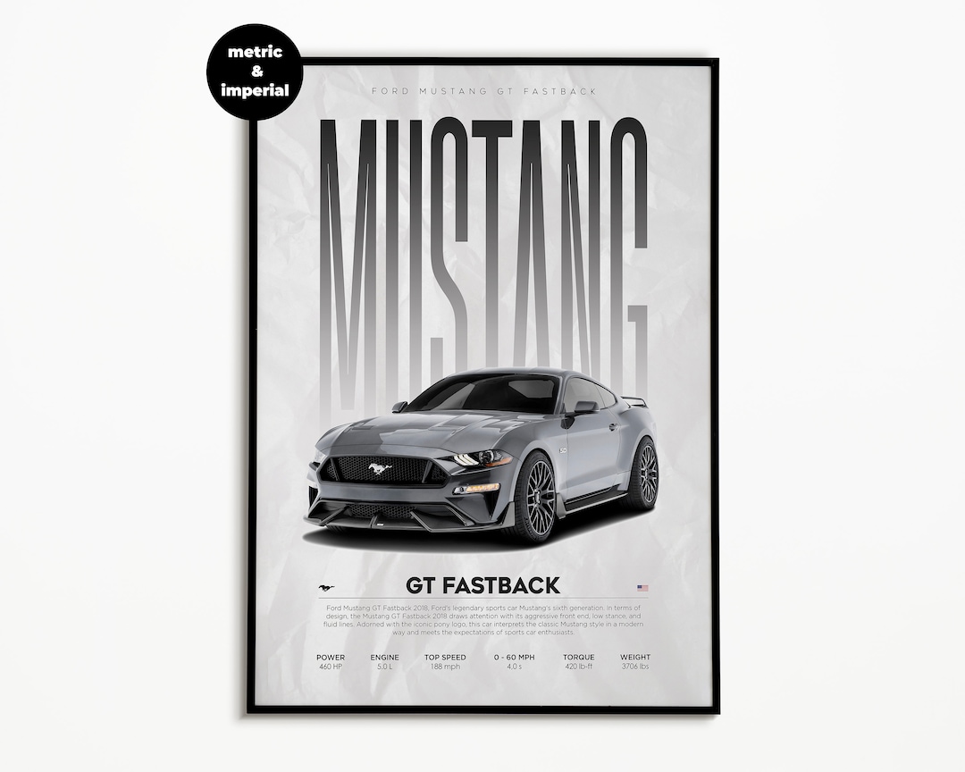 Ford Mustang GT Fastback Poster | Digital Download | Hyper Car Poster ...