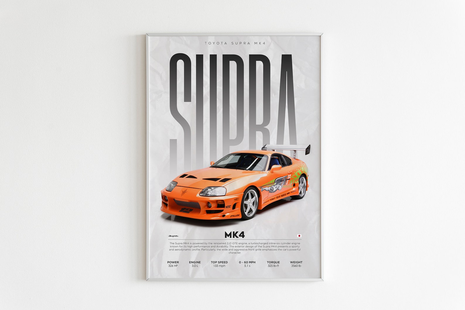 Toyota Supra MK4 Poster Digital Download Hyper Car Poster Super Car ...