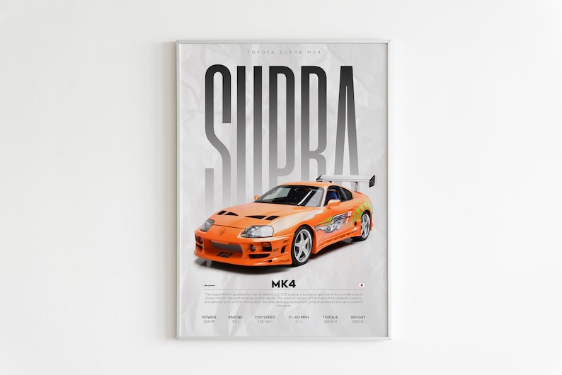 Toyota Supra MK4 Poster Digital Download Hyper Car Poster Super Car ...