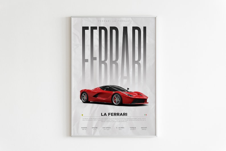La Ferrari Poster Ferrari Poster Digital Download Hyper Car Poster ...