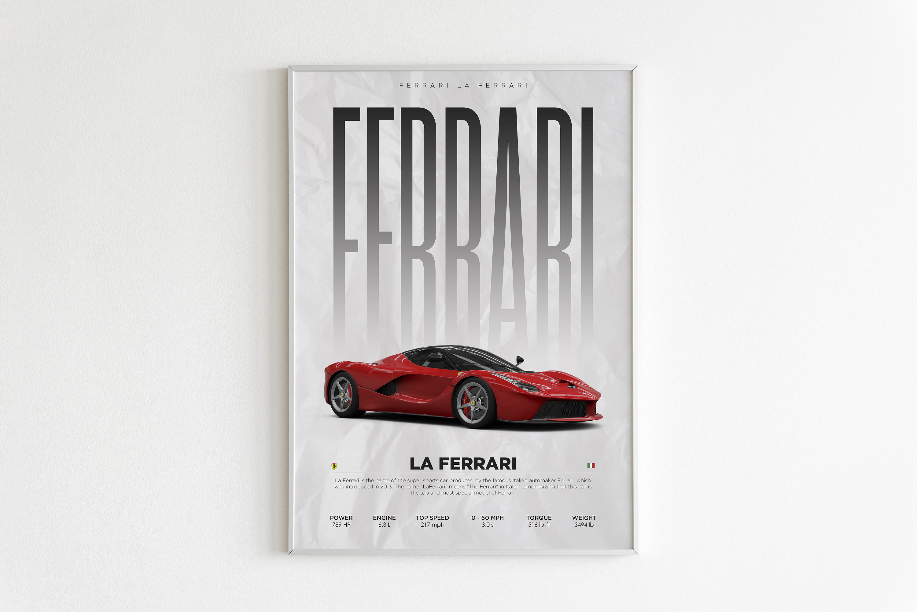 La Ferrari Poster Ferrari Poster Digital Download Hyper Car Poster ...