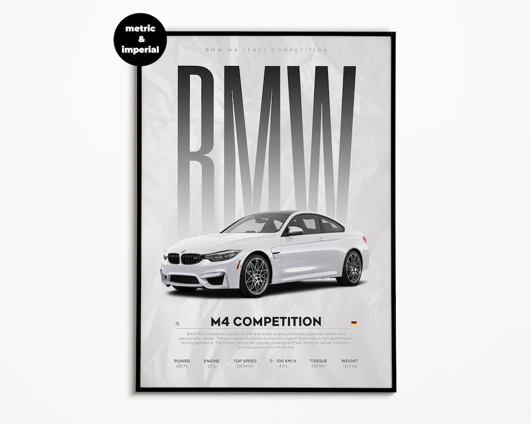 BMW M4 Competition 2018 Poster BMW Digital Download Hyper Car Poster ...