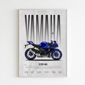 Yamaha YZF-R1 Poster | Digital Download | Hyper Motorcycle Poster ...