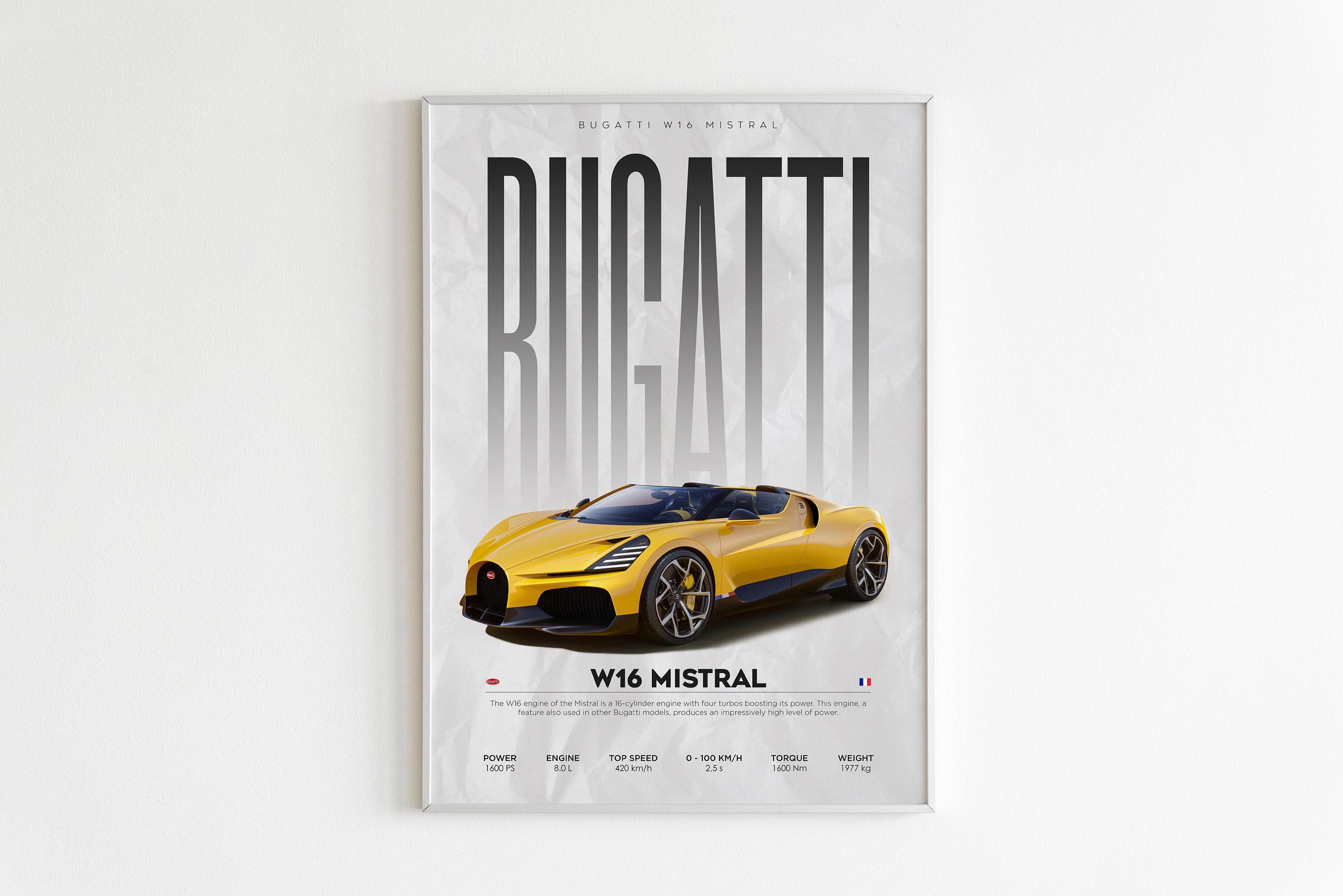 Bugatti W16 Mistral Poster Digital Download Hyper Car Poster Super Car ...