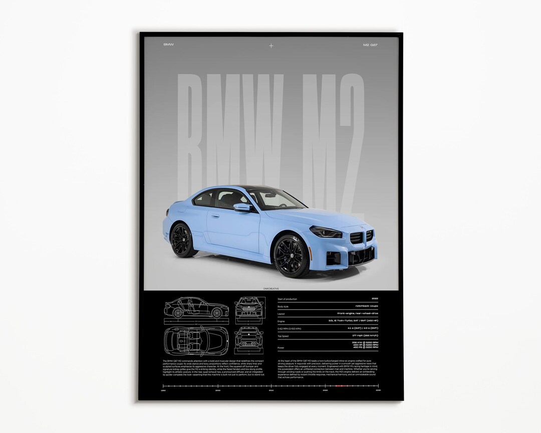 BMW M2 G87 Poster | Physical Print | Hyper Car Poster | Super Car Print ...