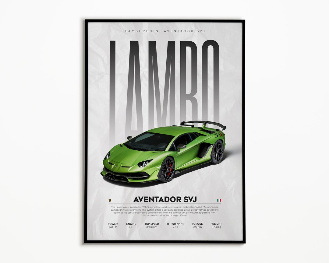 Lamborghini Aventador SVJ Poster | Digital Download | Hyper Car Poster ...