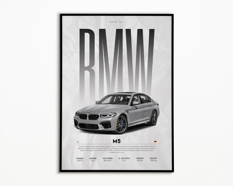 BMW M5 Poster BMW Digital Download Hyper Car Poster - Etsy