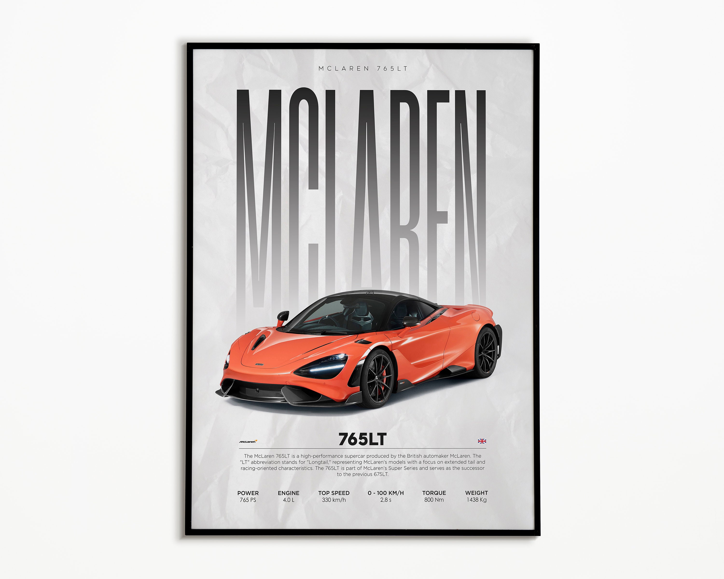 Mclaren 765LT Digital Download Hyper Car Poster Super Car Print Art ...
