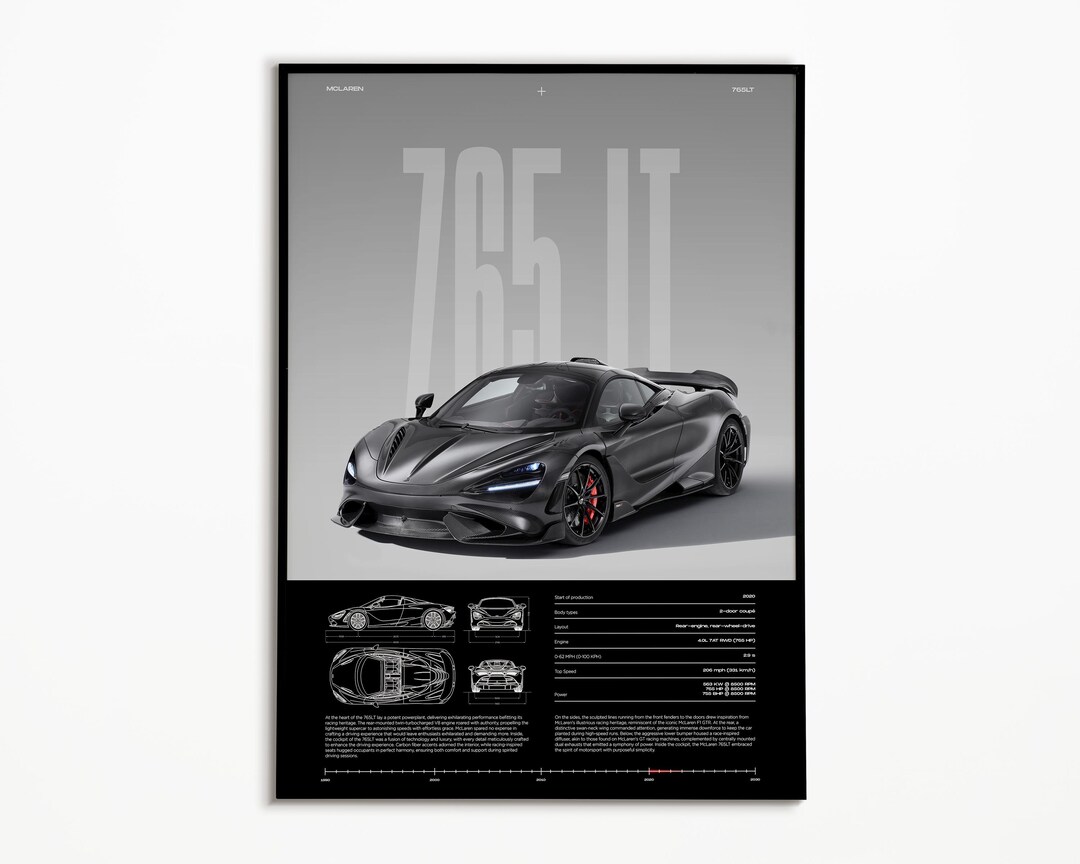 Mclaren 765LT Print 765LT Car Print Hyper Car Poster Super Car Print ...