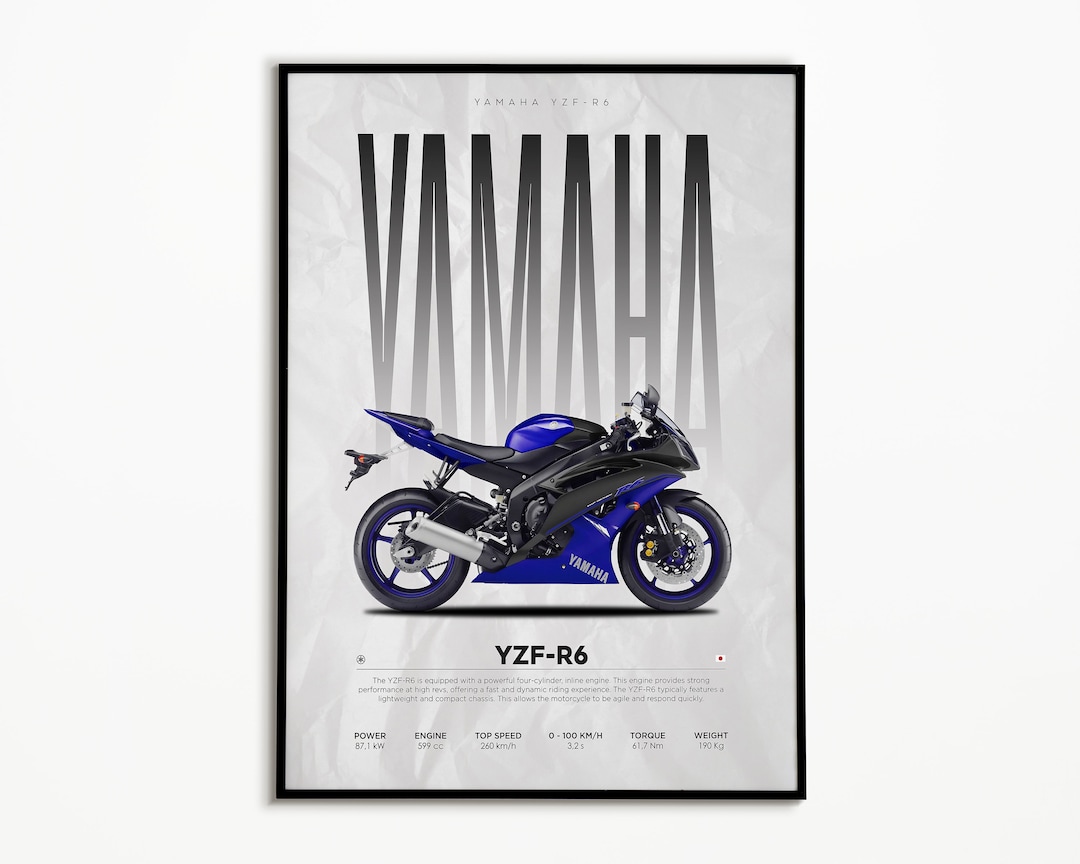 Yamaha YZF-R6 Poster | Digital Download | Hyper Motorcycle Poster ...